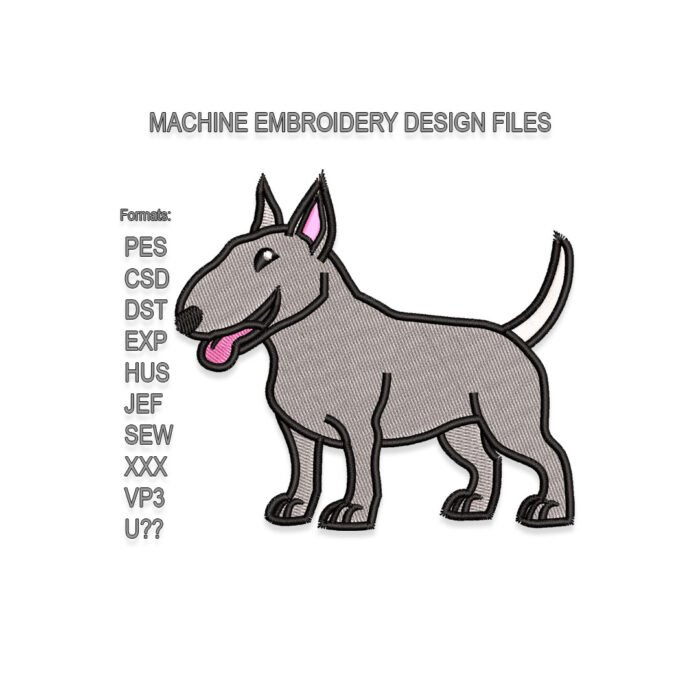 Gray Bull Terrier Embroidery design files
