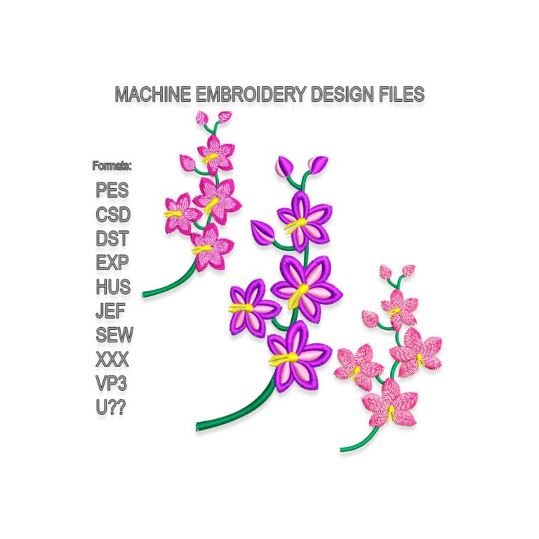 Orchids Embroidery design files for Machine embroidery